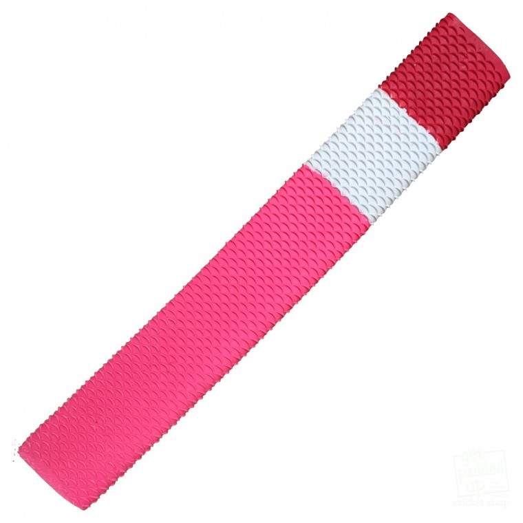 Neon Pink, White and Red Scale Cricket Bat Grip