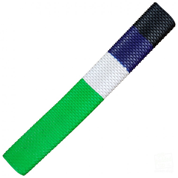 Neon Green, White, Navy Blue and Black Scale Cricket Bat Grip